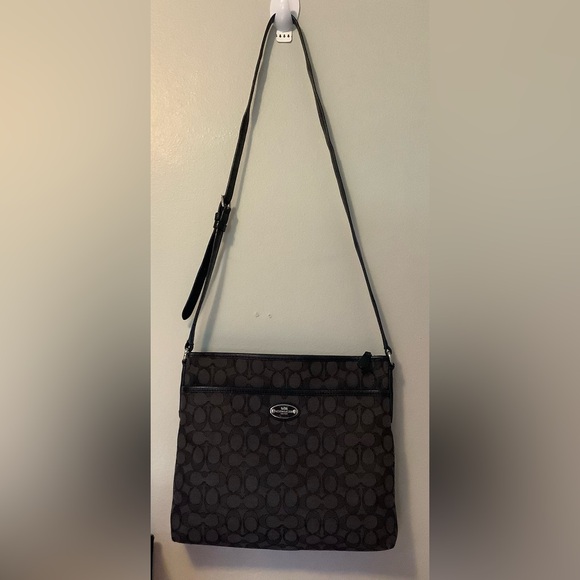 Coach | Bags | Coach Signature Jacquard Crossbody Blackgray Bag | Poshmark